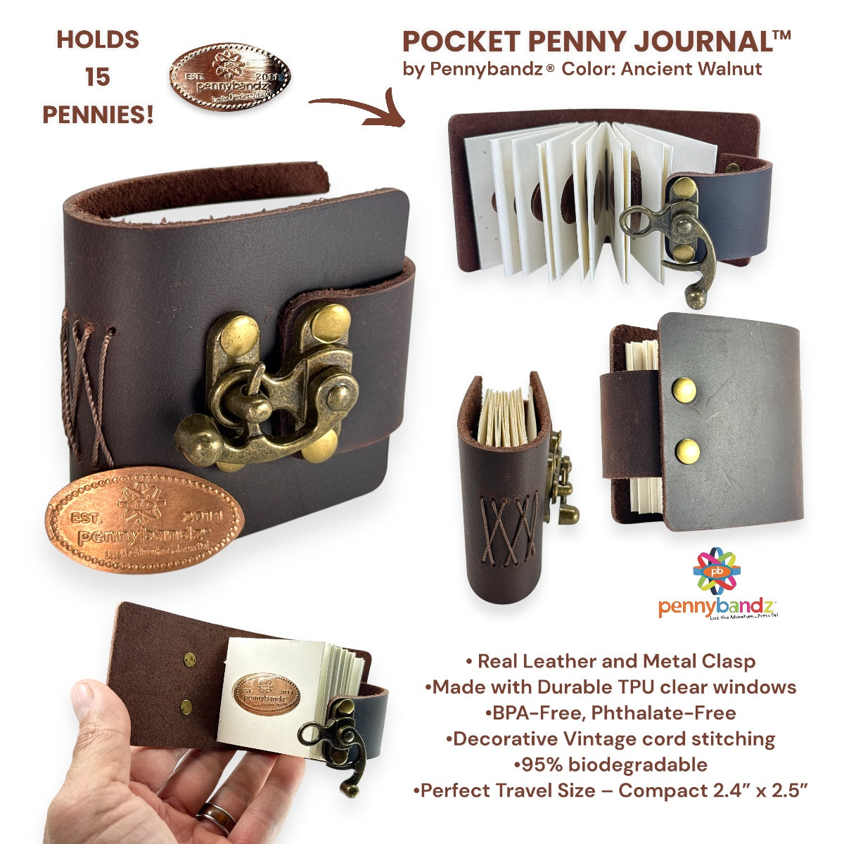 Pocket Penny Journal™ by Pennybandz® - Holds 12 pressed pennies in a ...